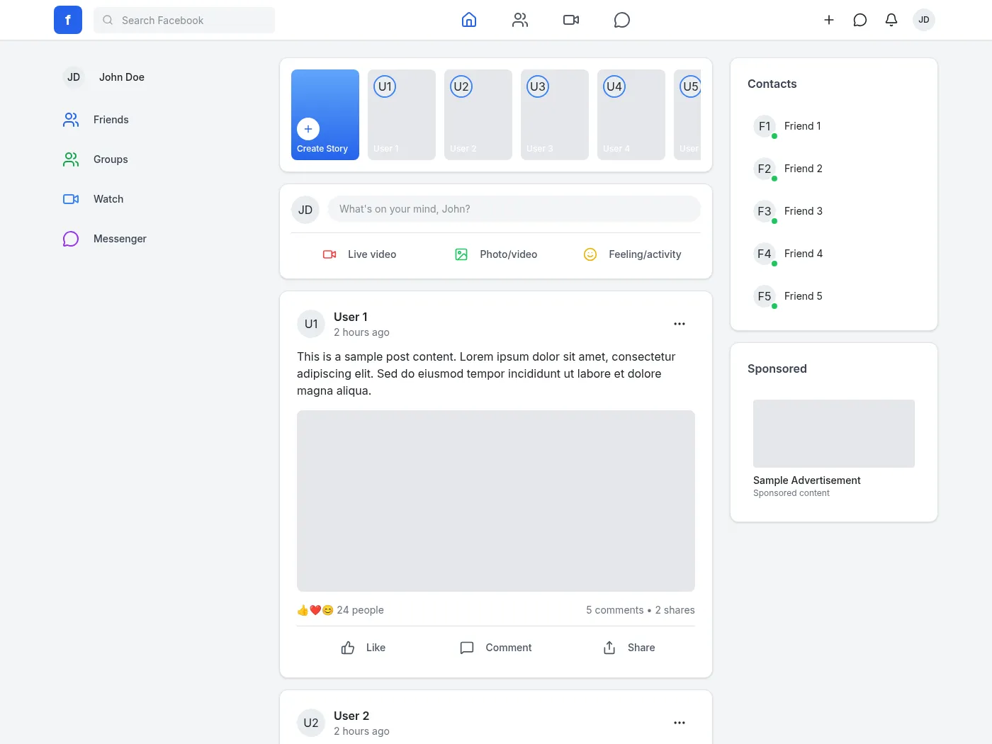 Facebook Web Clone