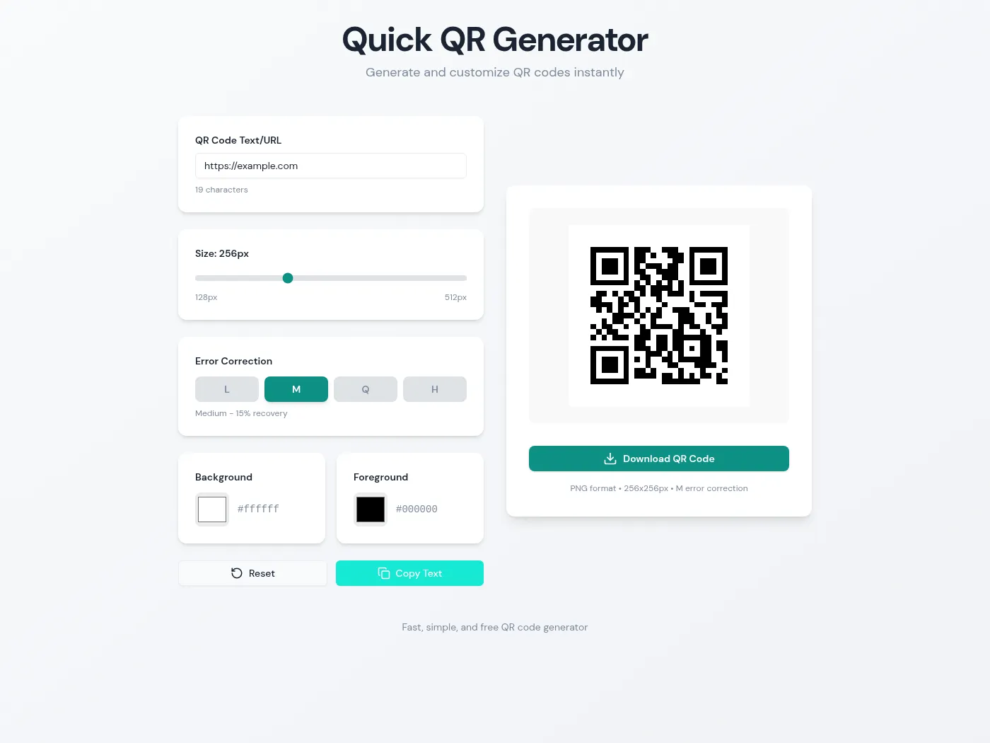 Quick QR Generator