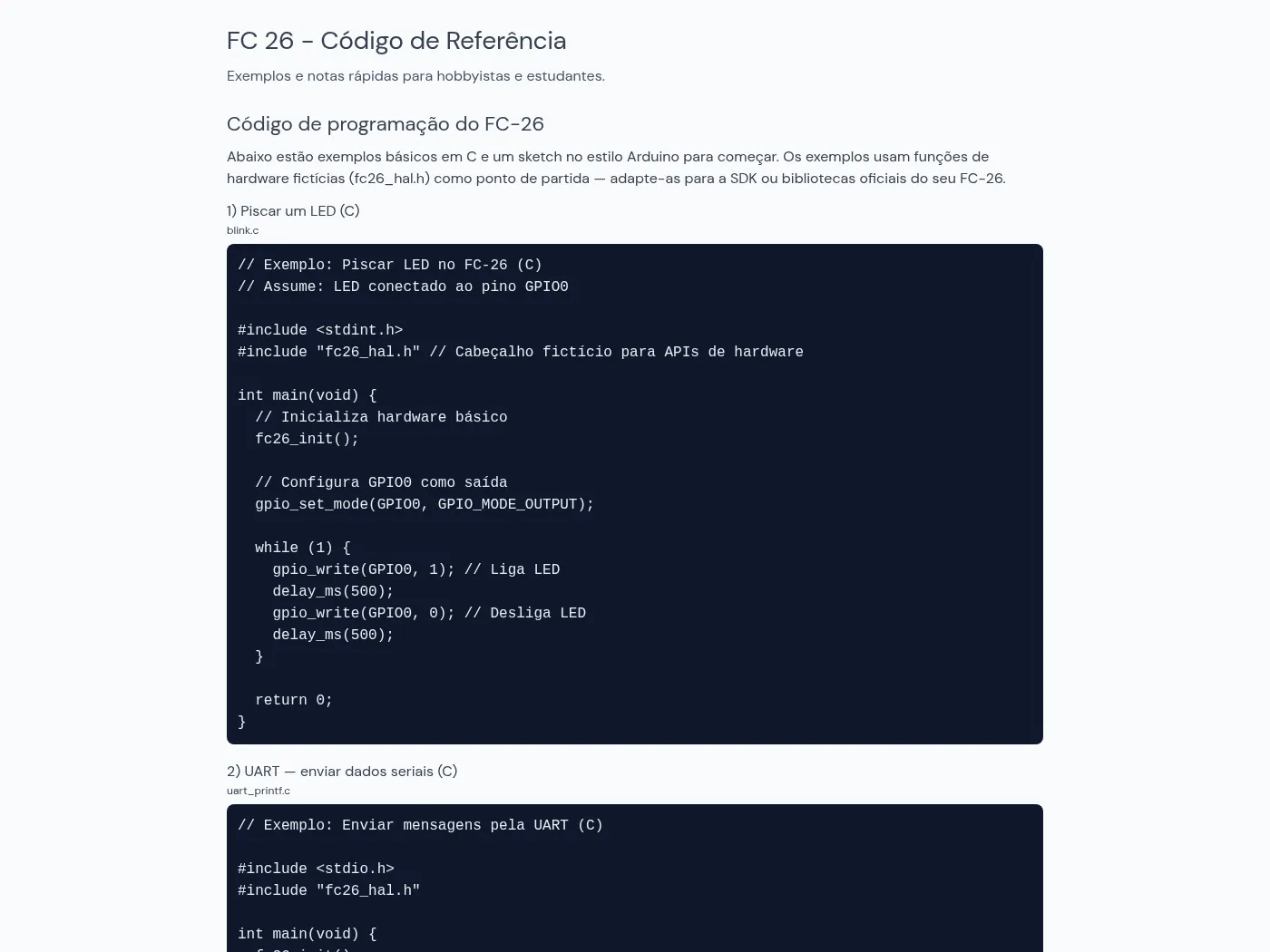 FC 26 Programming Code Reference