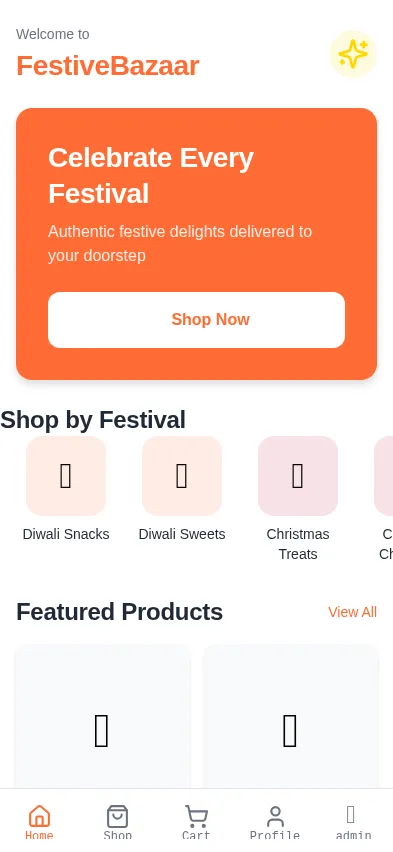 FestiveBazaar: Seasonal E-Commerce Mobile App for Festive Product Sales