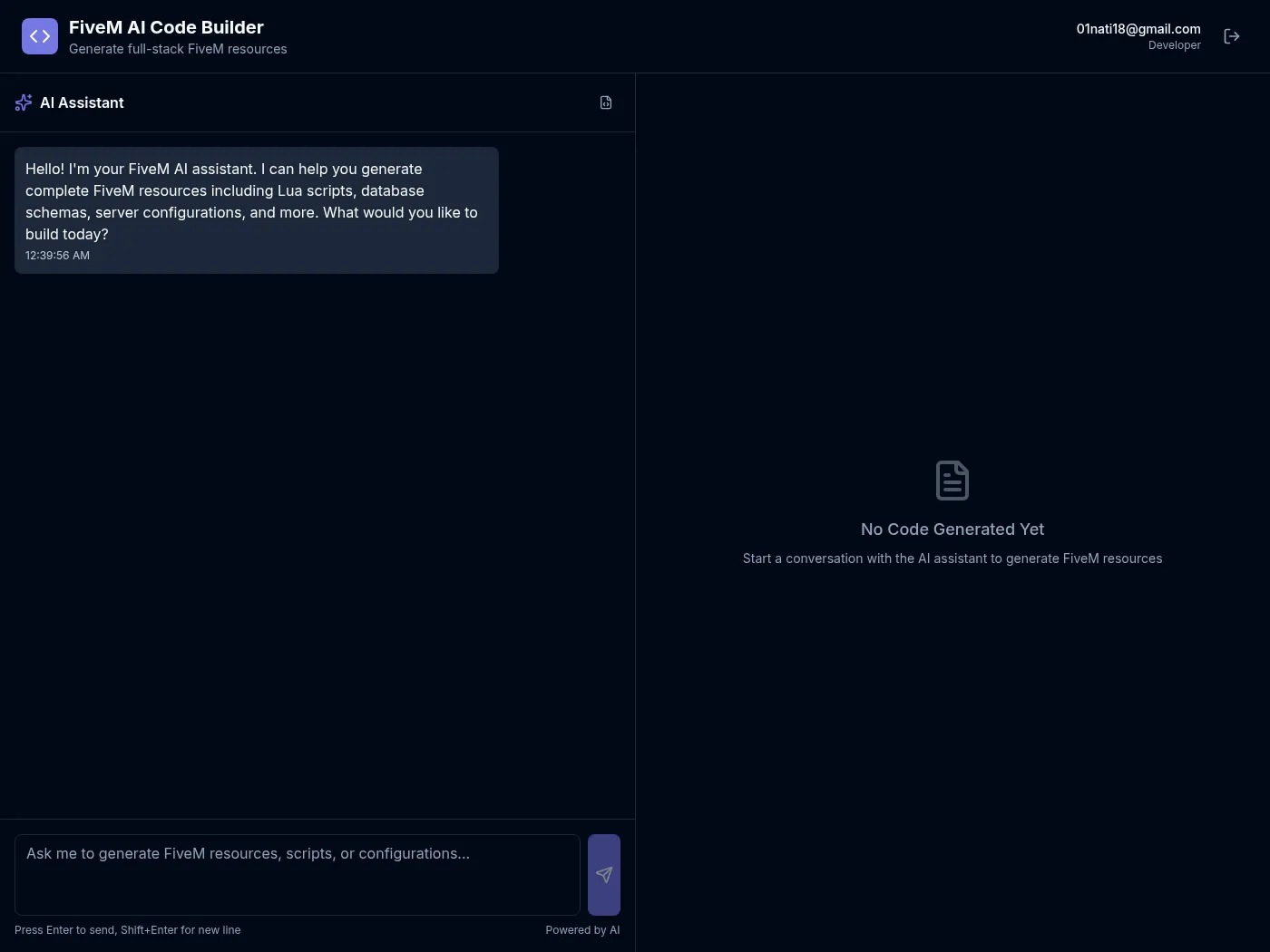 FiveM AI Chatbot Full Stack Code Builder