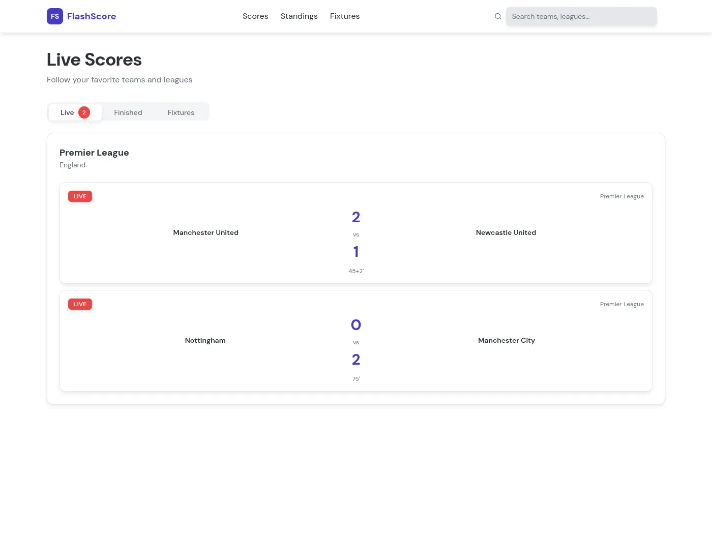 FlashScore Clone