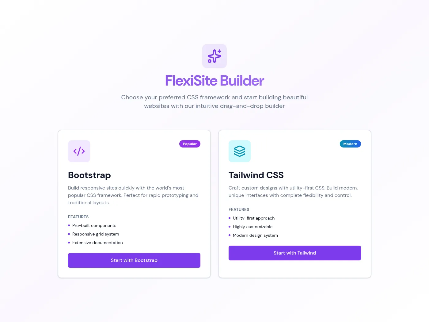 FlexiSite Builder: Choose Bootstrap or Tailwind for Custom Websites