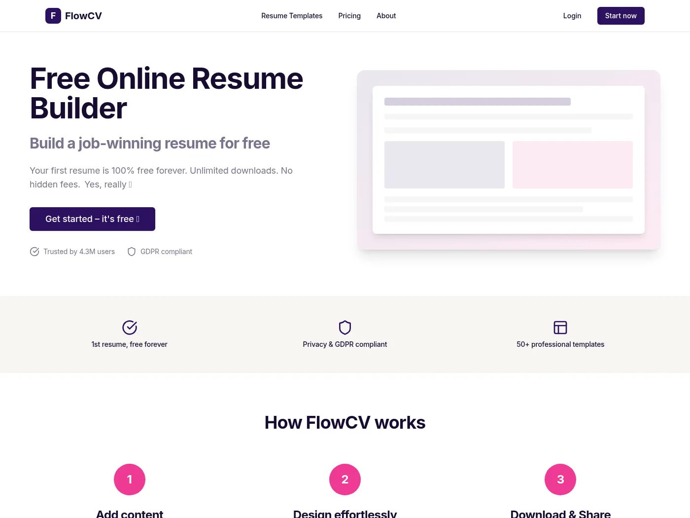FlowCV Clone - Professional Resume Builder Website