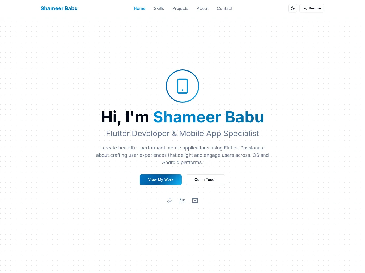Flutter Developer Portfolio Website