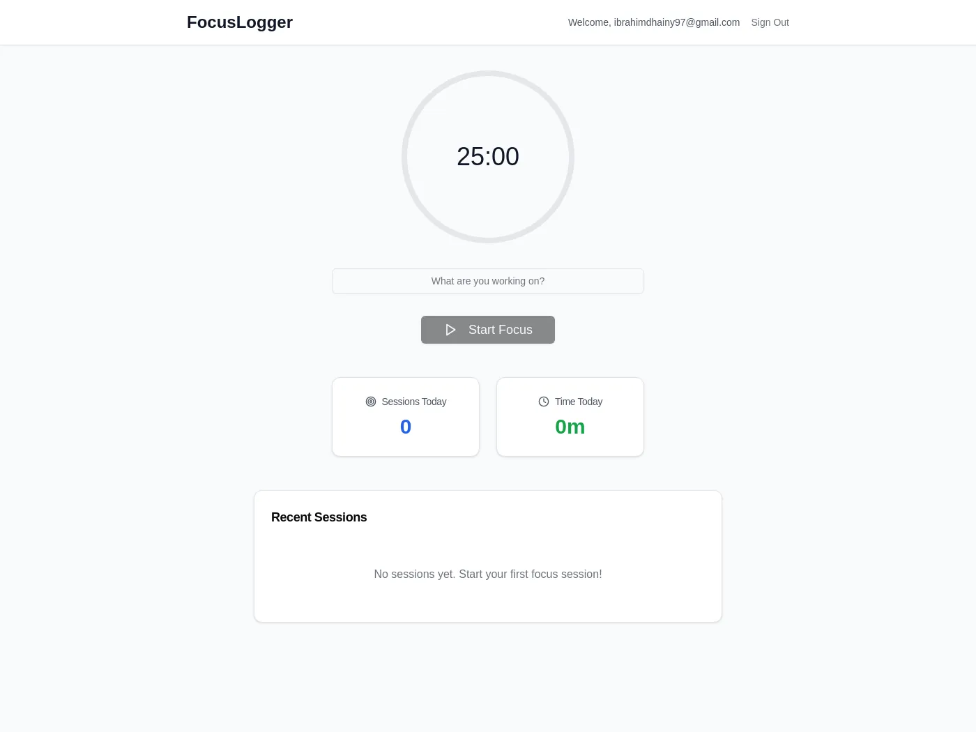 FocusLogger: Minimal Pomodoro Productivity Tracker