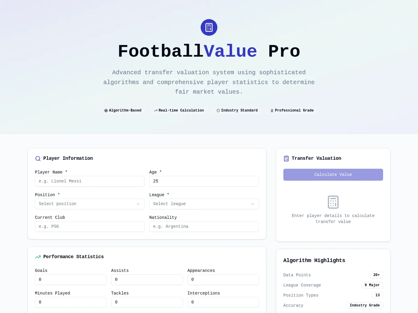 Fair Football Player Transfer Valuation Website