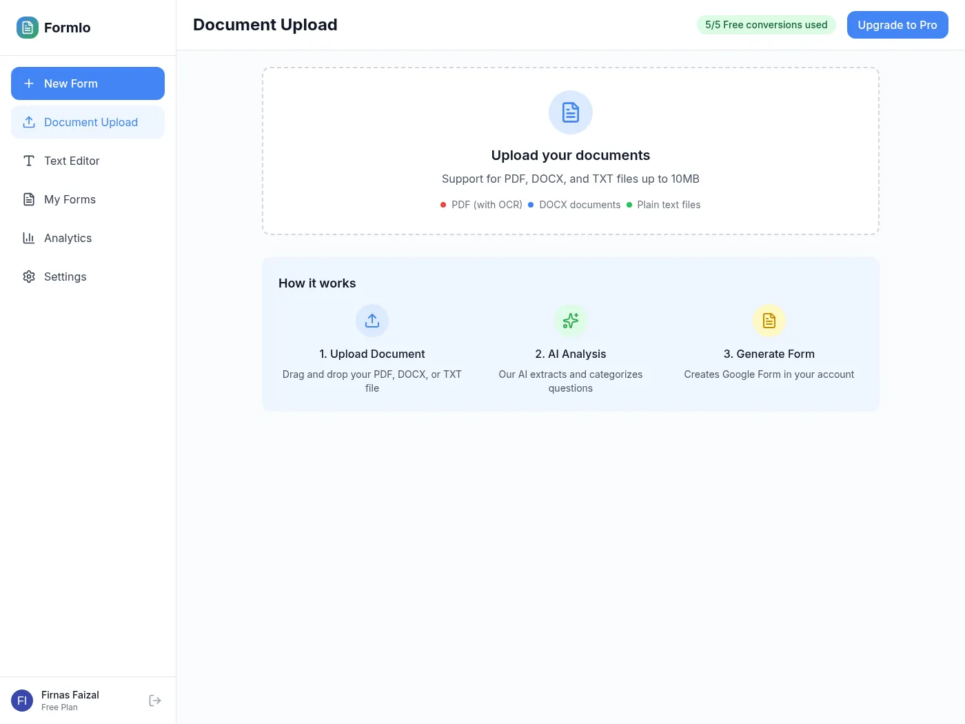 Formlo: AI-Powered Document-to-Google Forms Converter