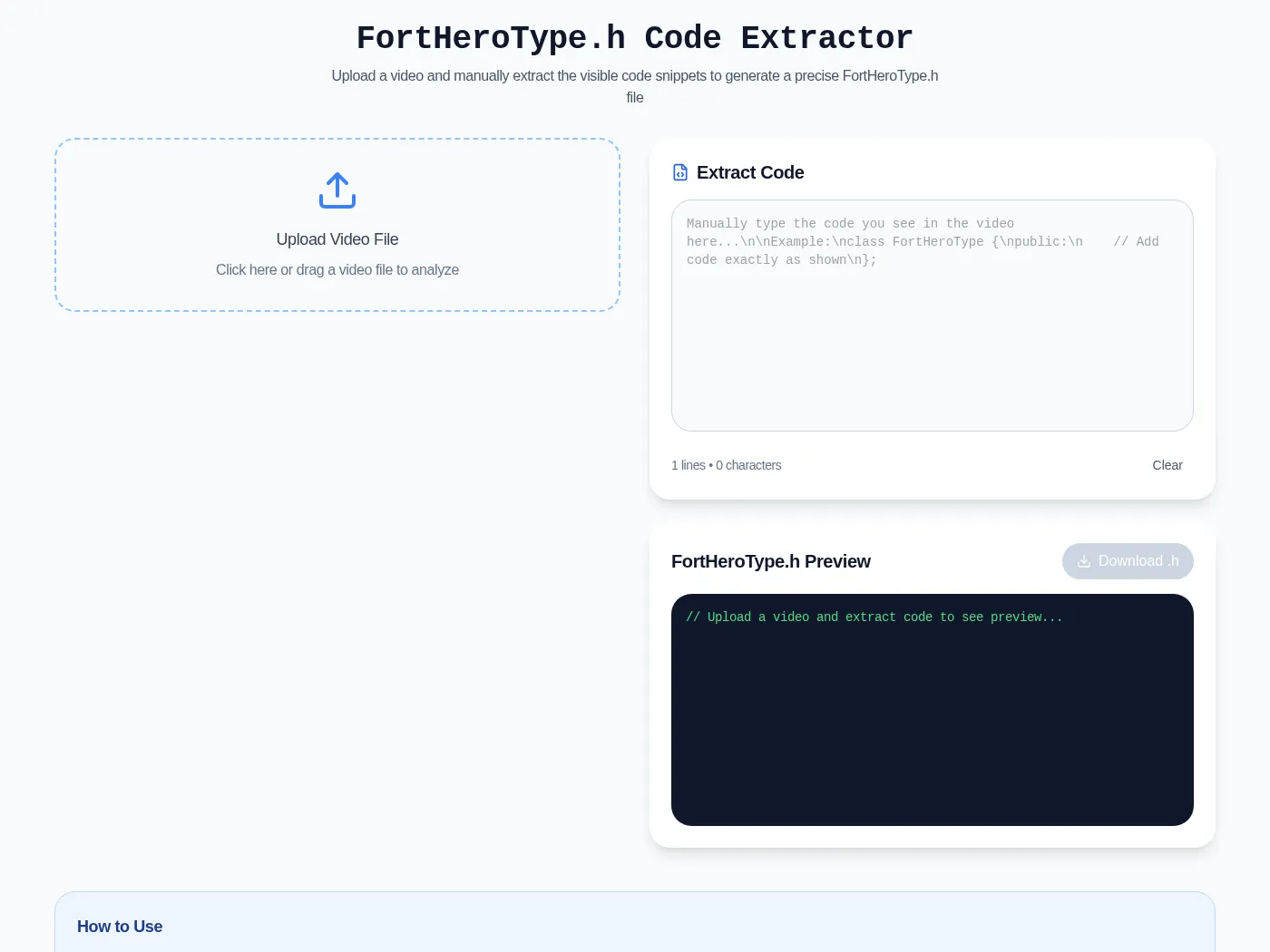 FortHeroType.h Code Extractor from Video