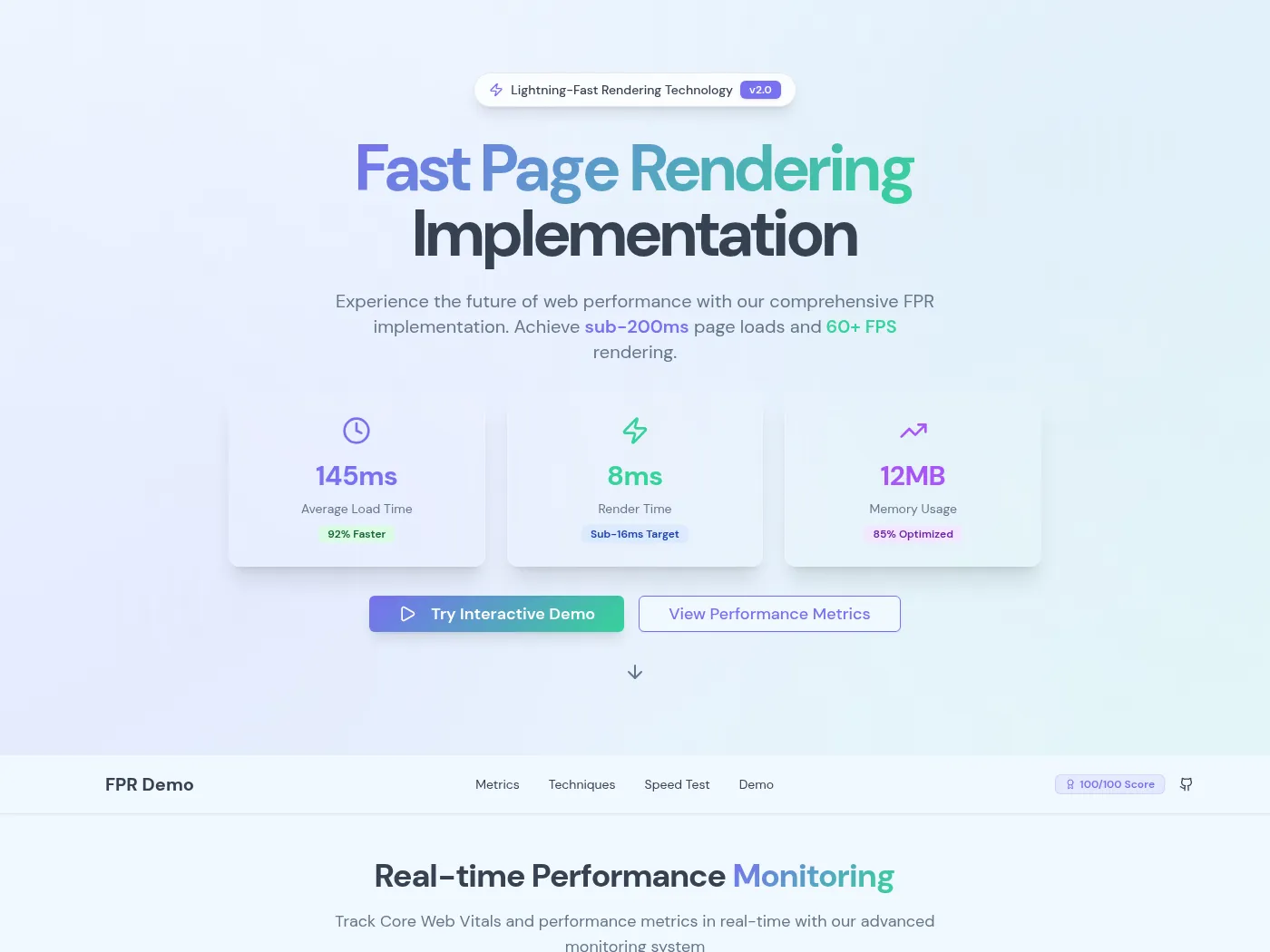 Fast Page Rendering (FPR) Implementation