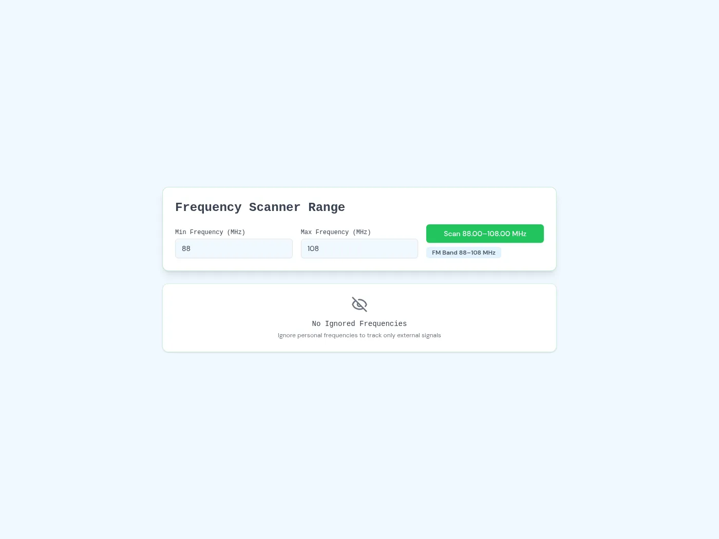 Frequency Scanner & Ignored Signal Tracker