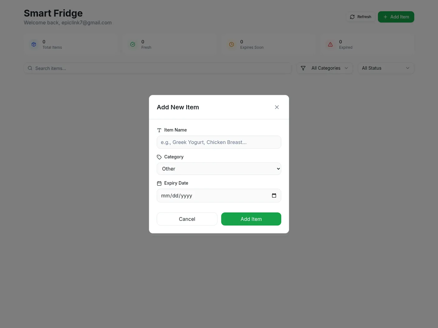 Smart Fridge Inventory Manager