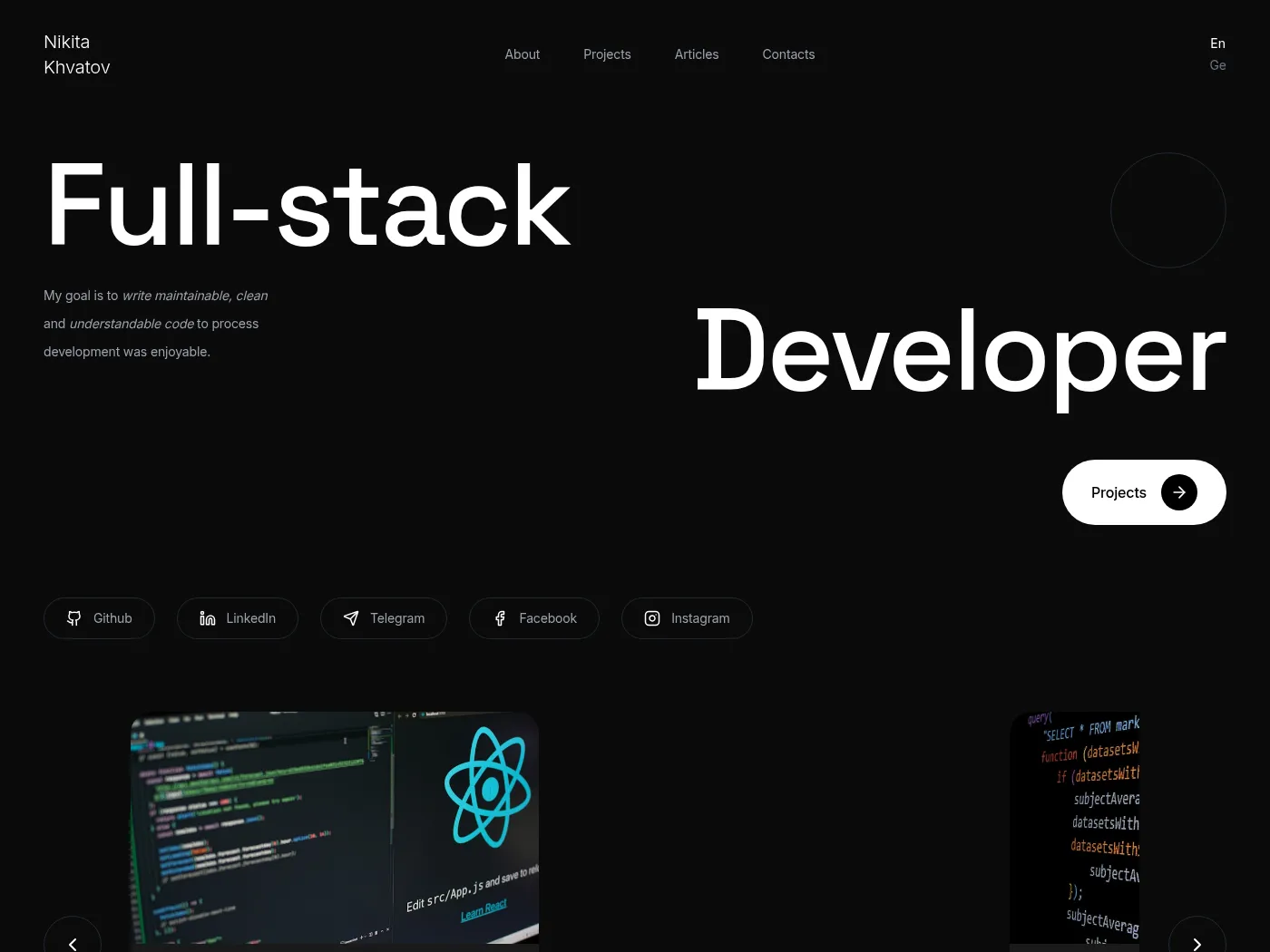 Full Stack Developer Portfolio Showcase