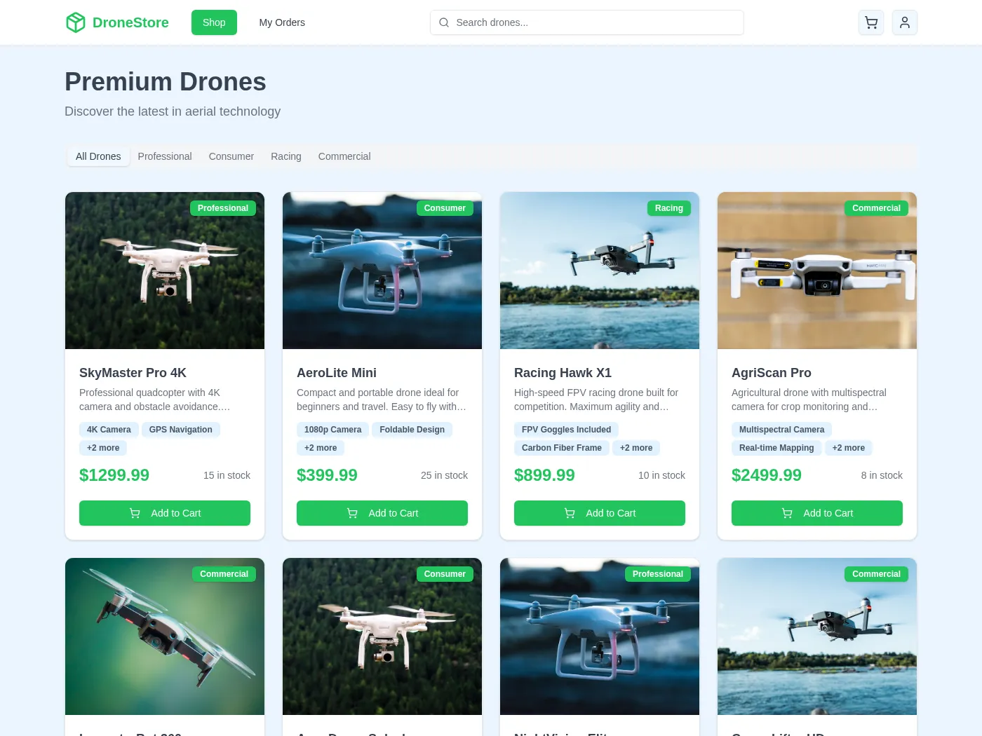 Full-Stack Drones Store