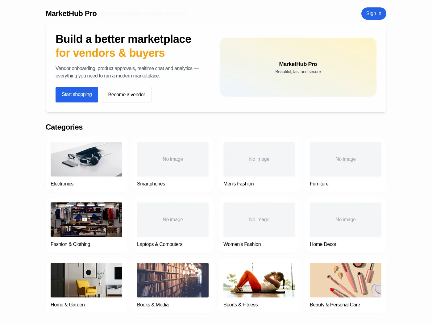 Full-Stack Marketplace Platform with Advanced Vendor & Admin Features