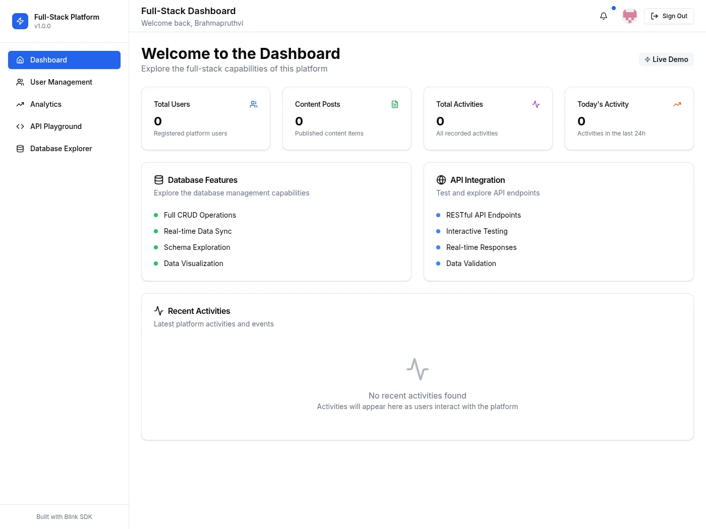 Full-Stack Showcase Web App
