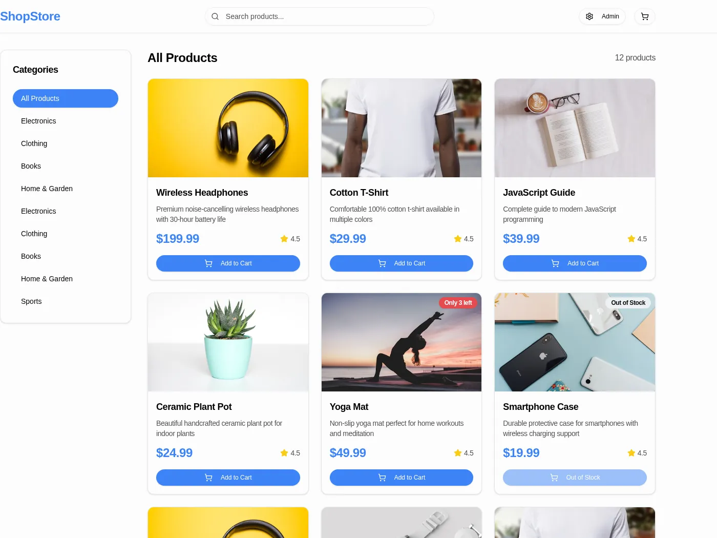 Full Stack E-commerce Store with Admin Panel
