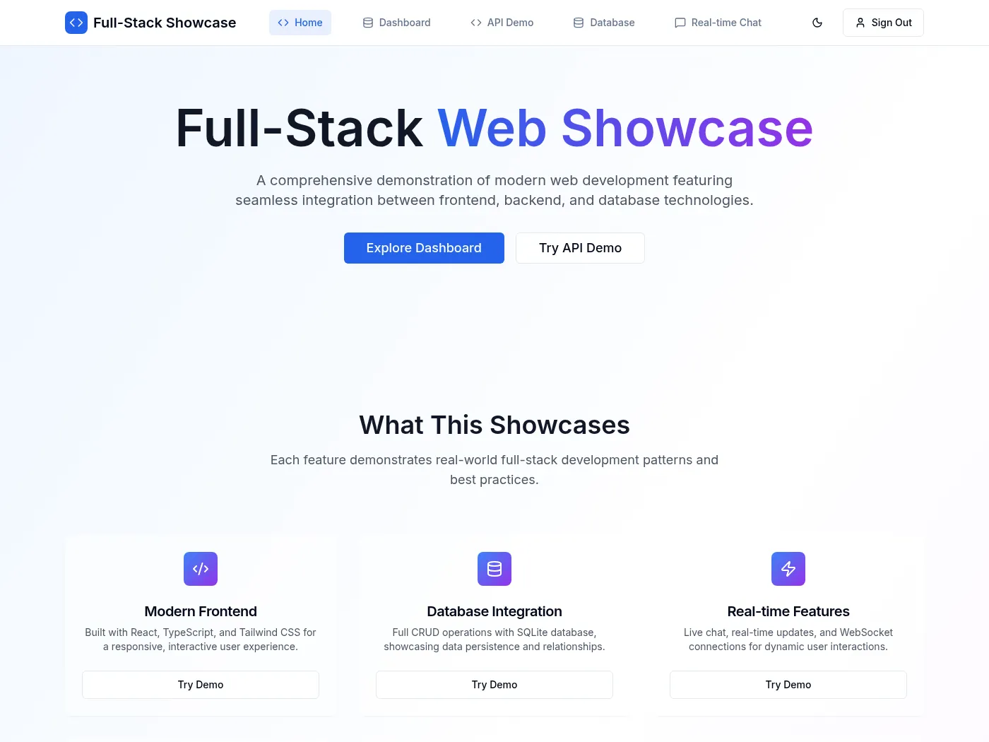 Full-Stack Web Showcase