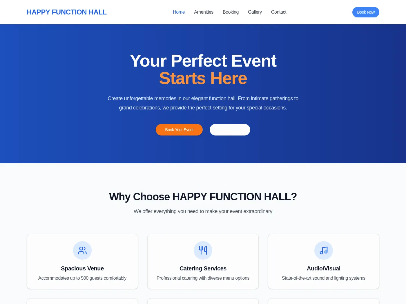 Function Hall Booking Website