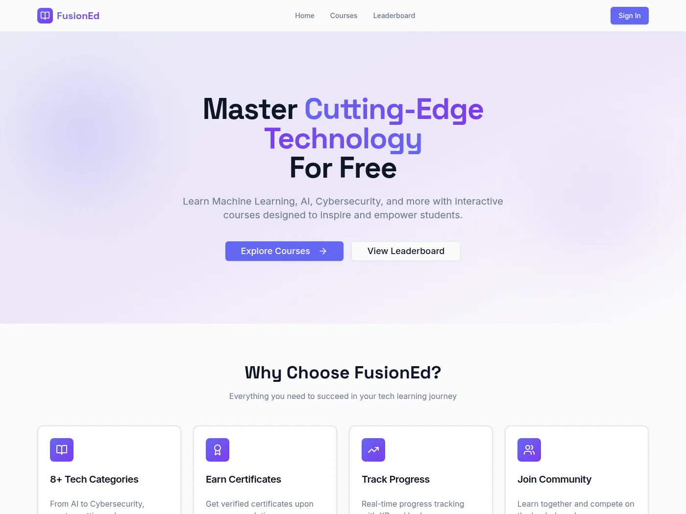 FusionEd: Interactive Tech Learning Platform