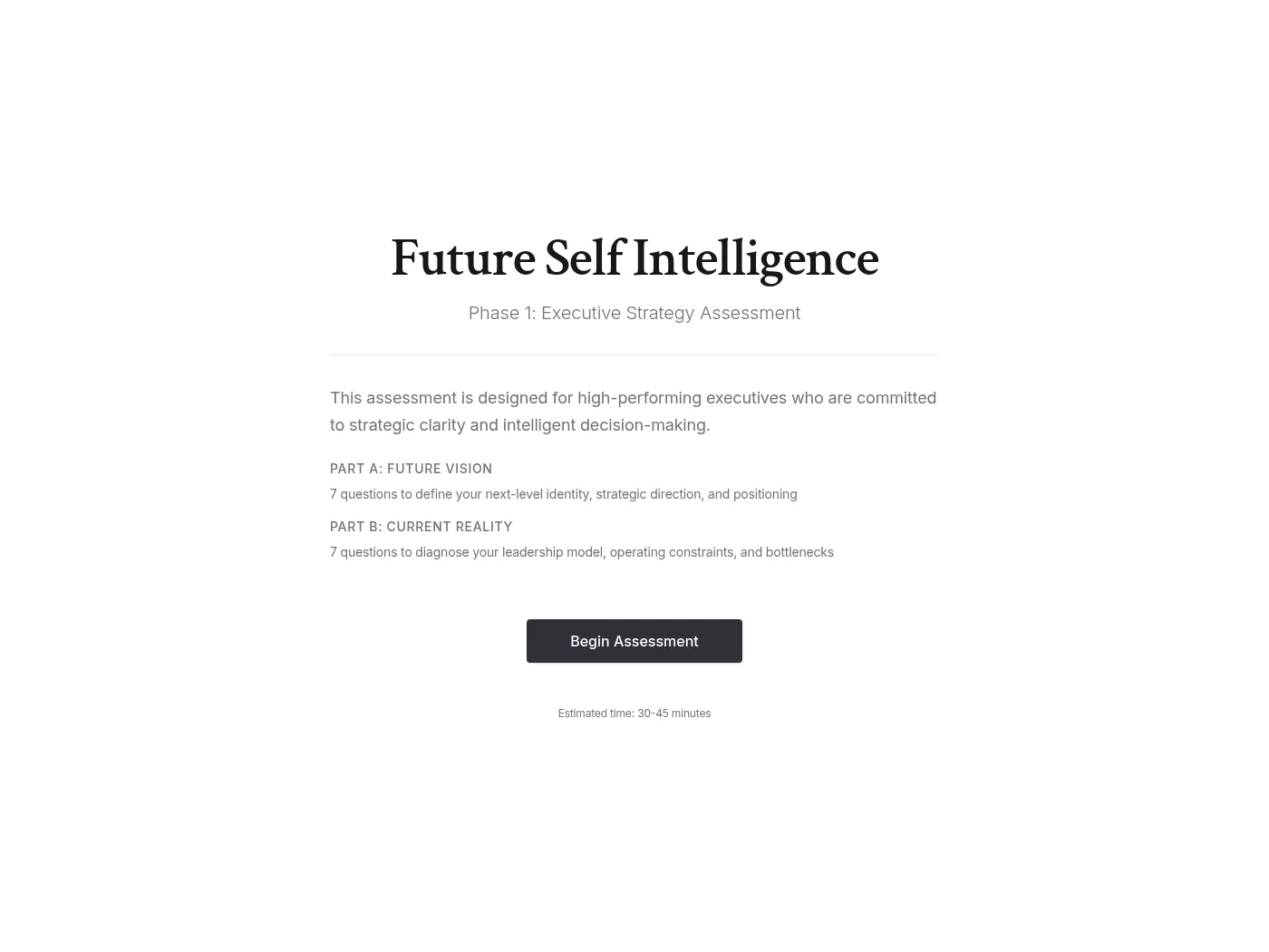 Future Self Intelligence – Phase 1: Executive Strategy App