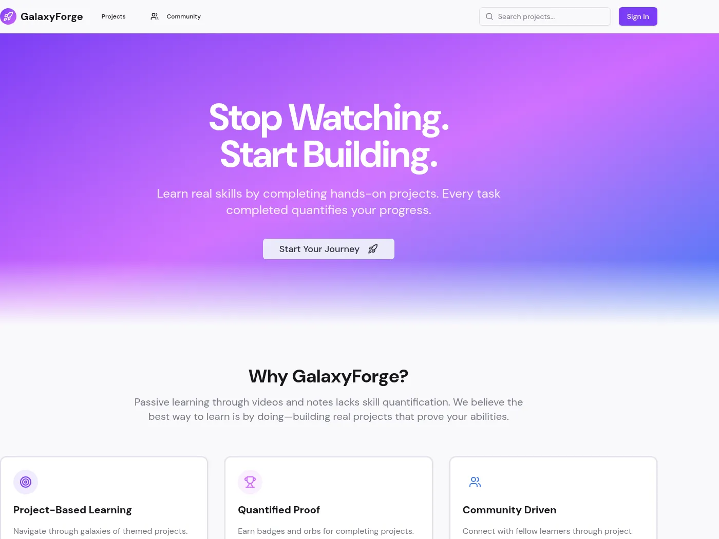 GalaxyForge: Community-Powered Project-Based Learning Platform