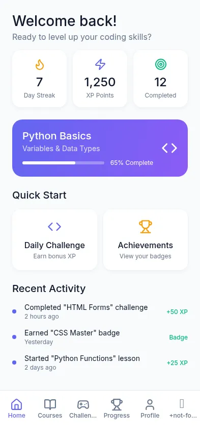Game-Based Mobile Learning App for Python, HTML & CSS