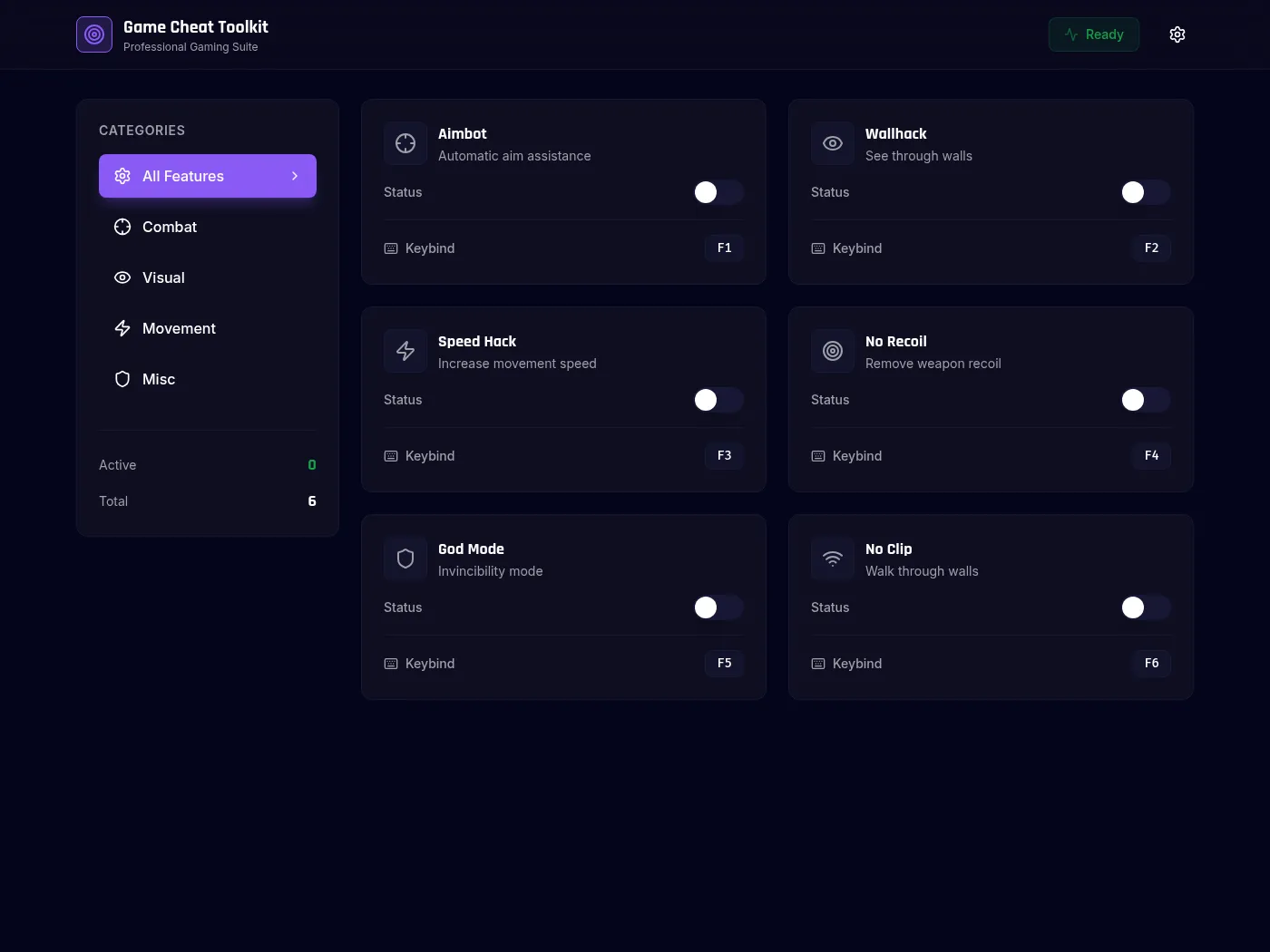 Game Cheat Toolkit - Modern C# Form Page