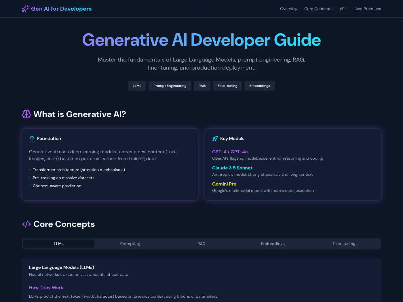 Gen AI Developer 1-Pager Learning Hub