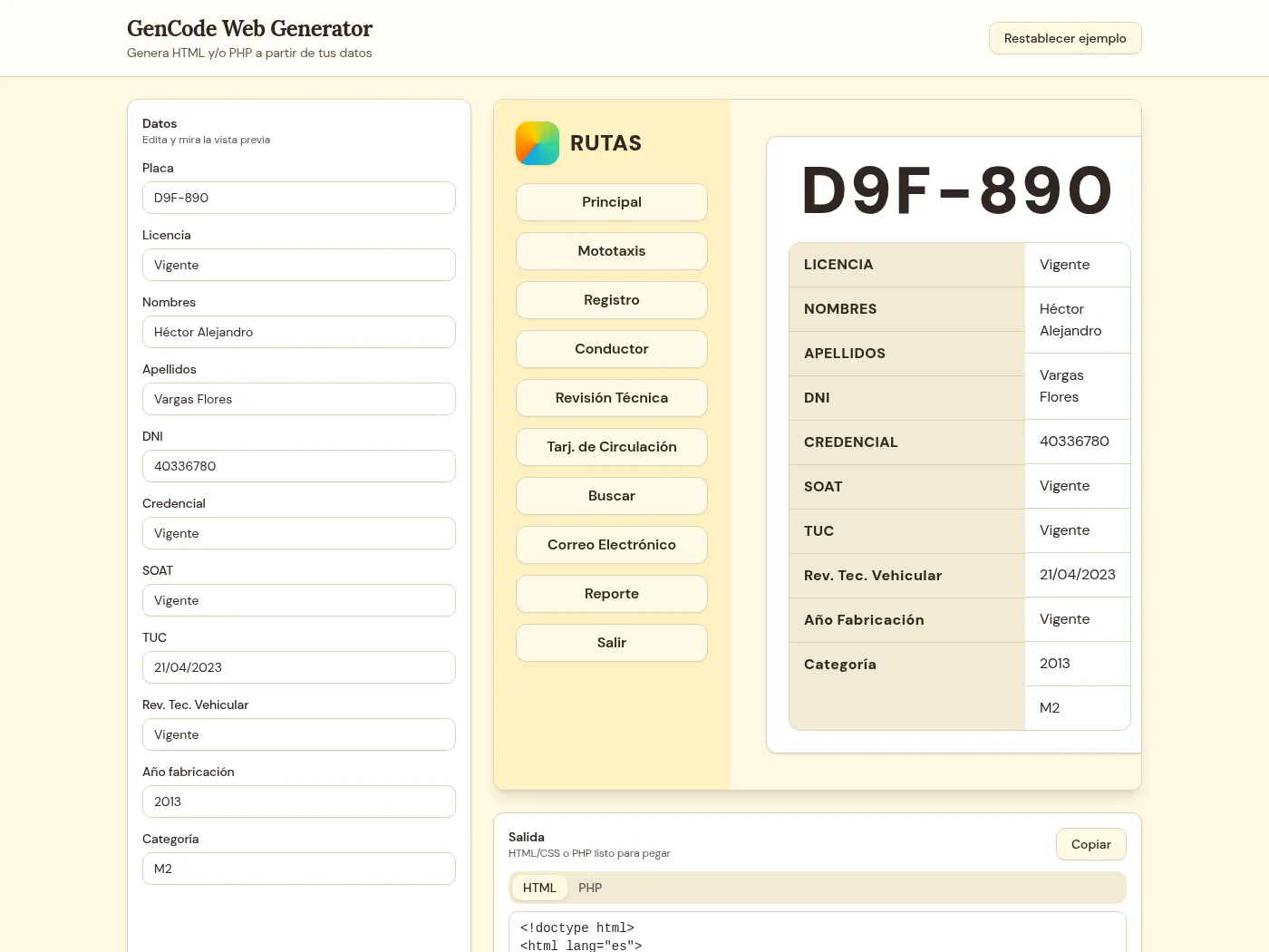GenCode Web Generator