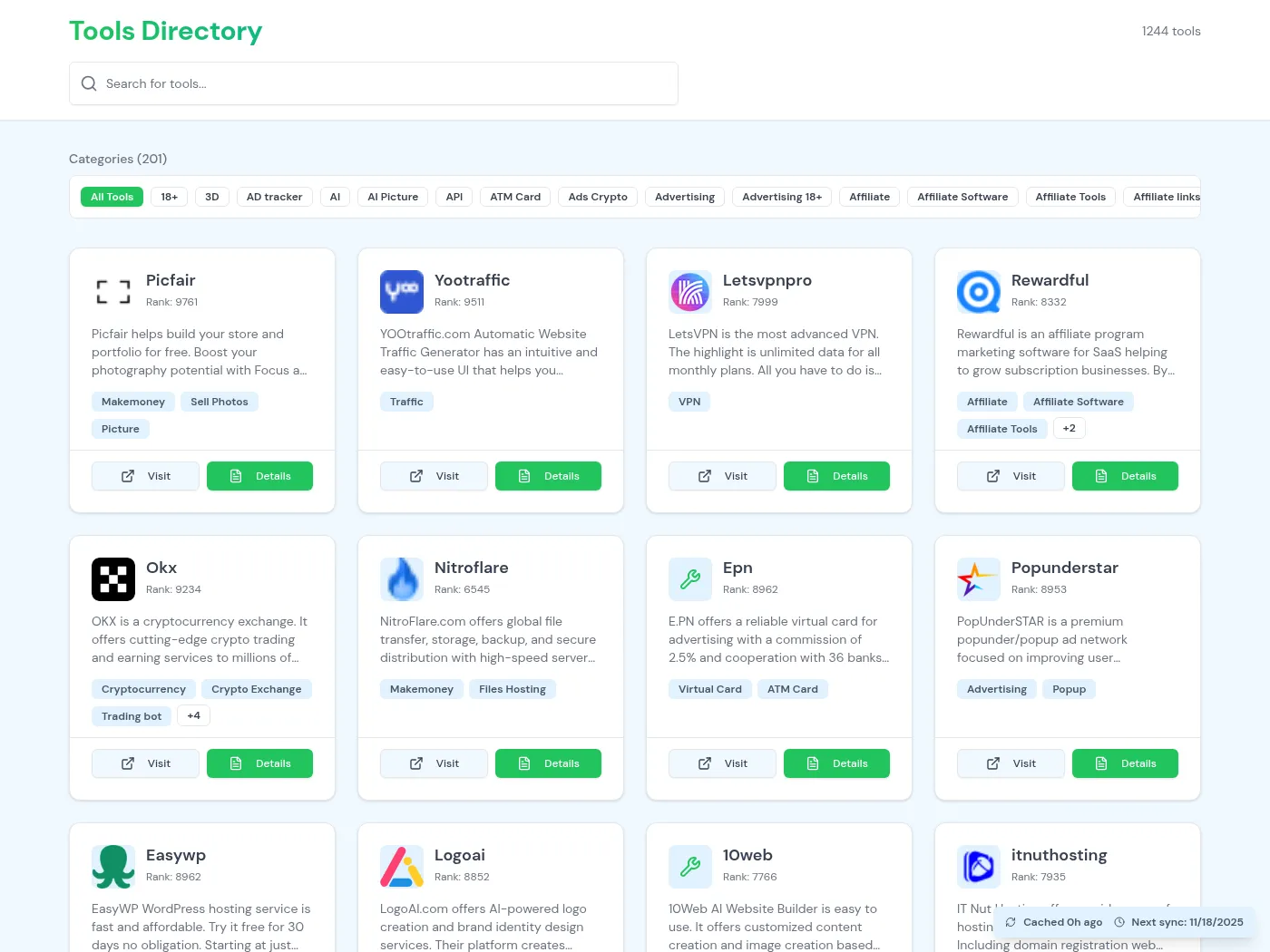 Tools Directory with Multilingual SEO Webpages