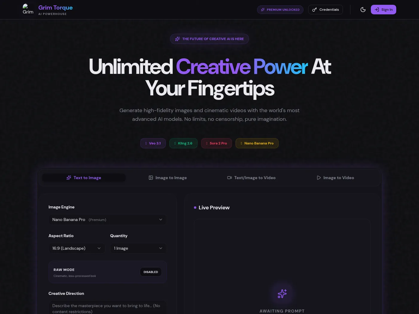 Grim-Torque AI Image & Video Generator v2 (Remix)