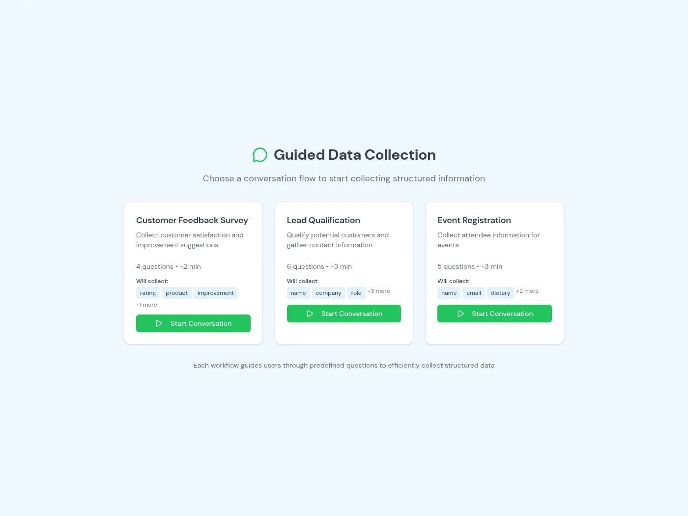 Guided Chatbot for Structured Data Collection