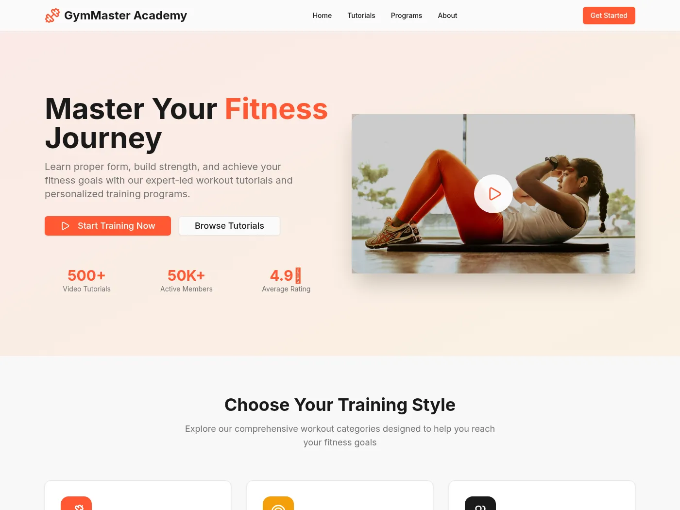 Gym Workout Tutorial Website