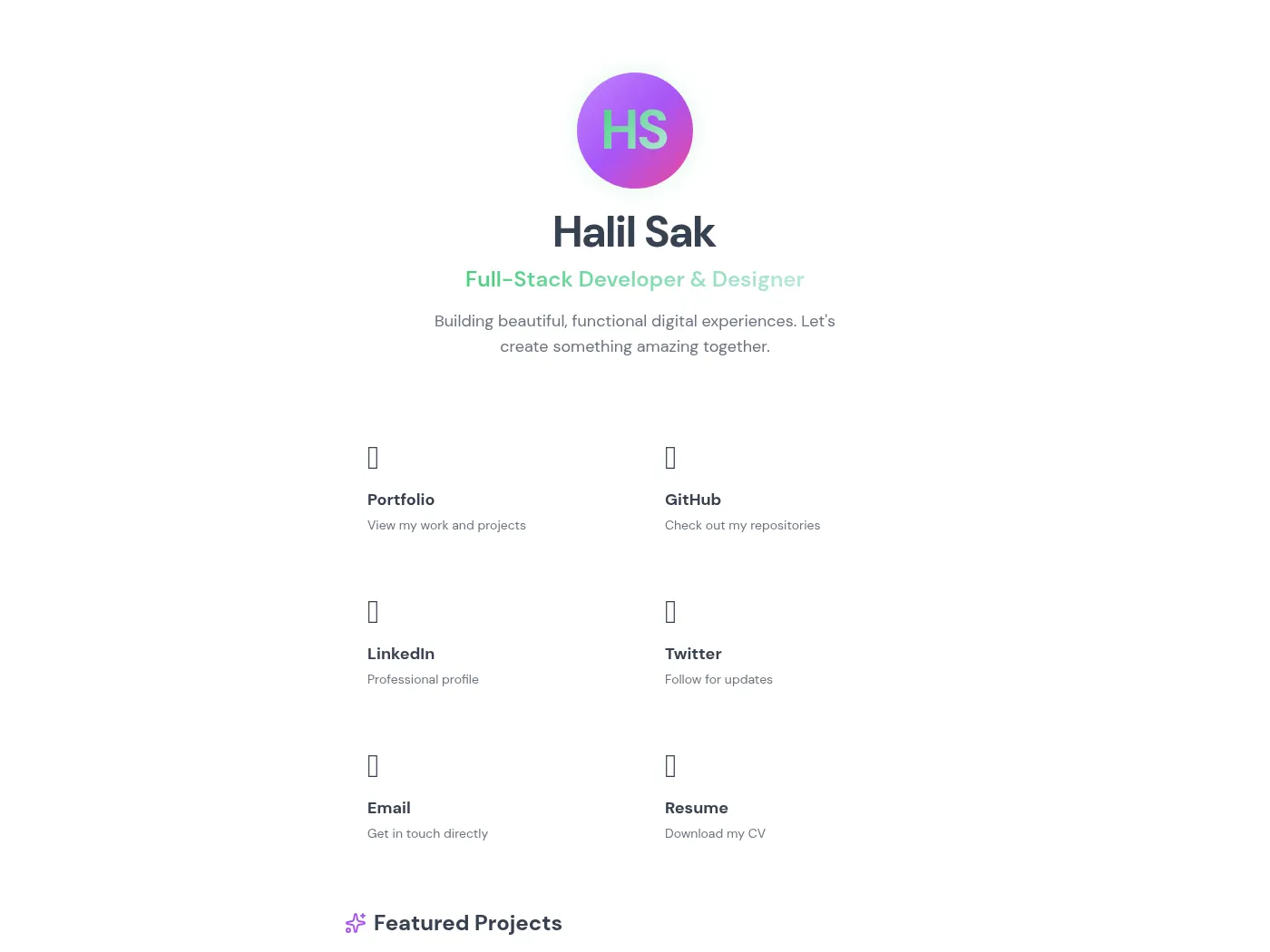 Halil Sak Personal Portfolio Website