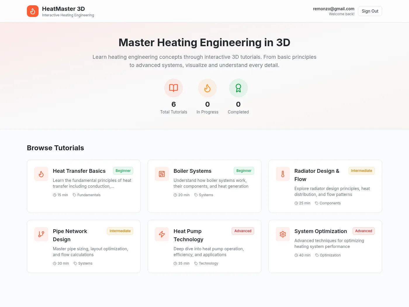 HeatMaster 3D: Interactive Heating Engineering Tutorials