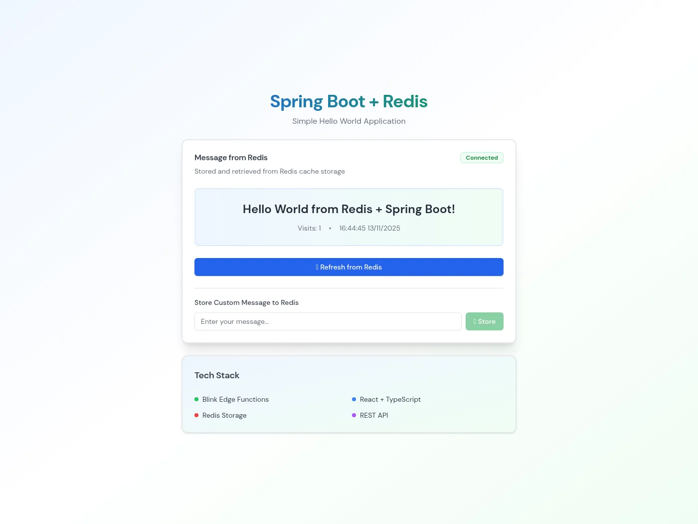 Simple Java Spring Boot Hello World with Redis