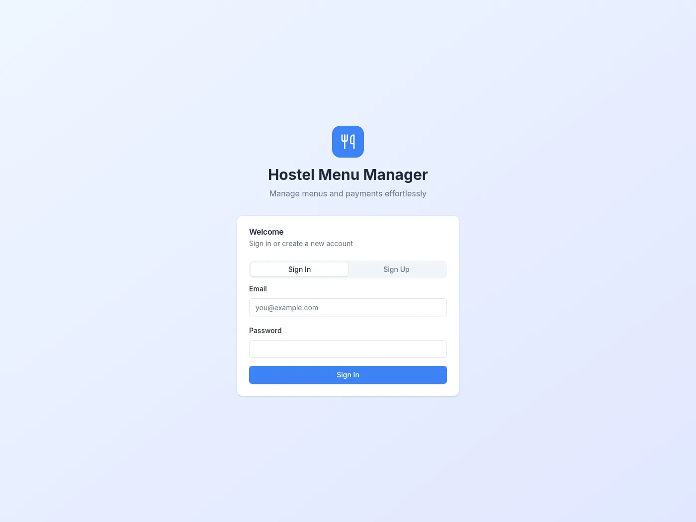 Hostel Menu & Payment Manager