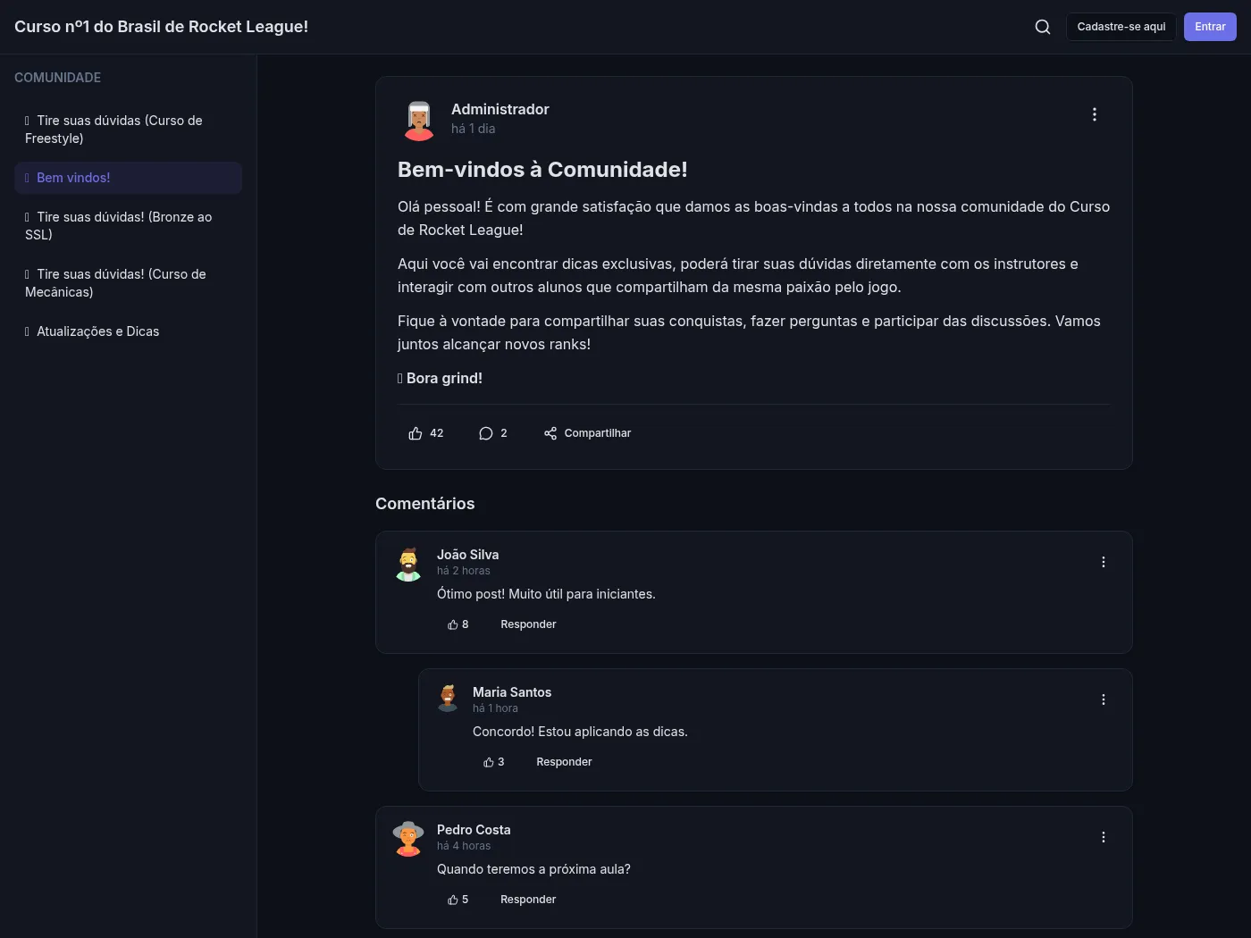 Hotmart Community Post Clone