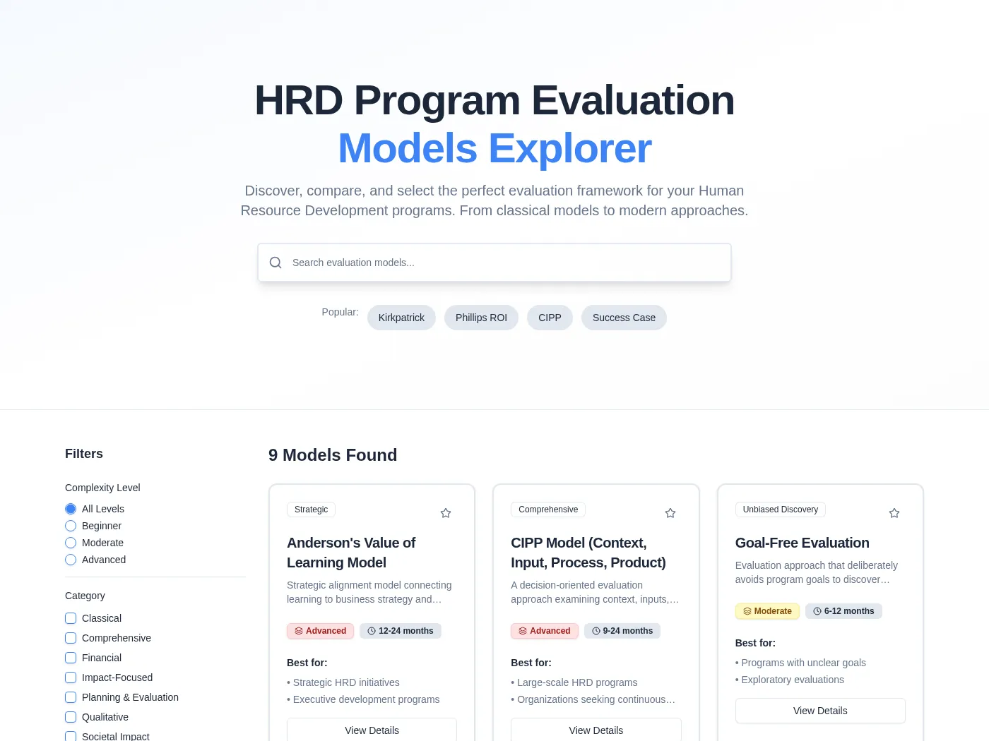 HRD Program Evaluation Models Visualizer