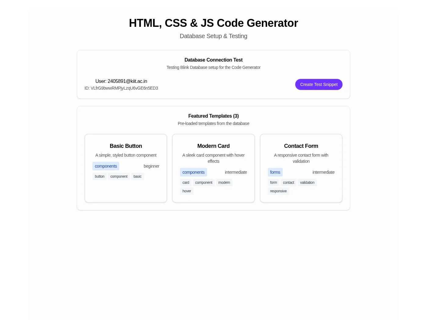 HTML, CSS, and JS Code Generator