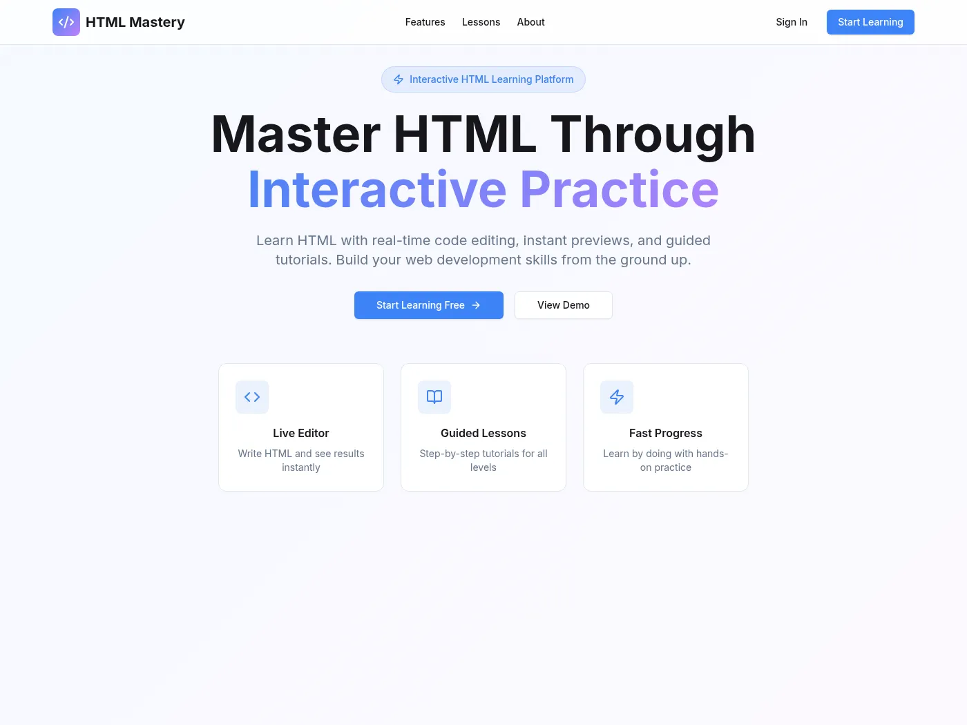 HTML Mastery Interactive Learning