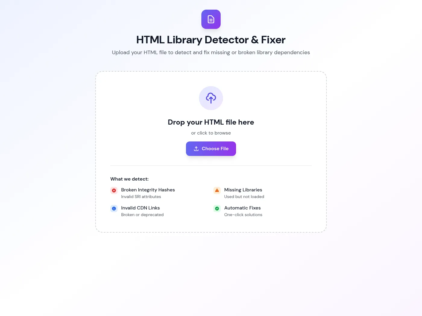 HTML Missing Library Detector and Fixer