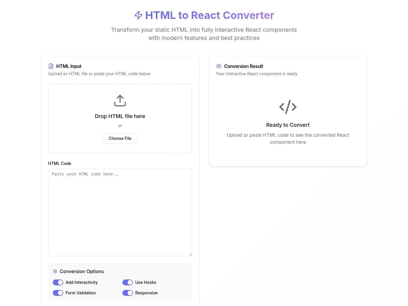 HTML to Interactive Web App Converter