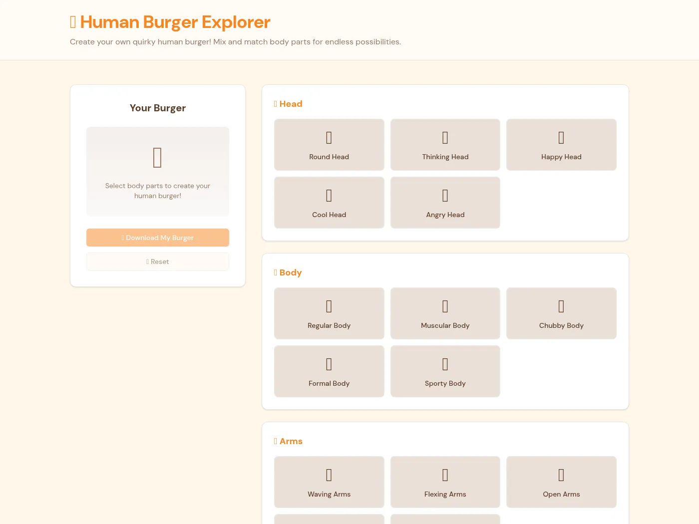 Human Burger Explorer