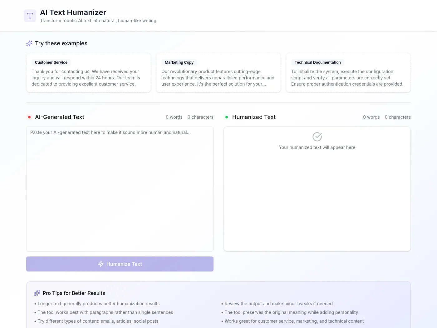 Humanize AI-Generated Text Tool