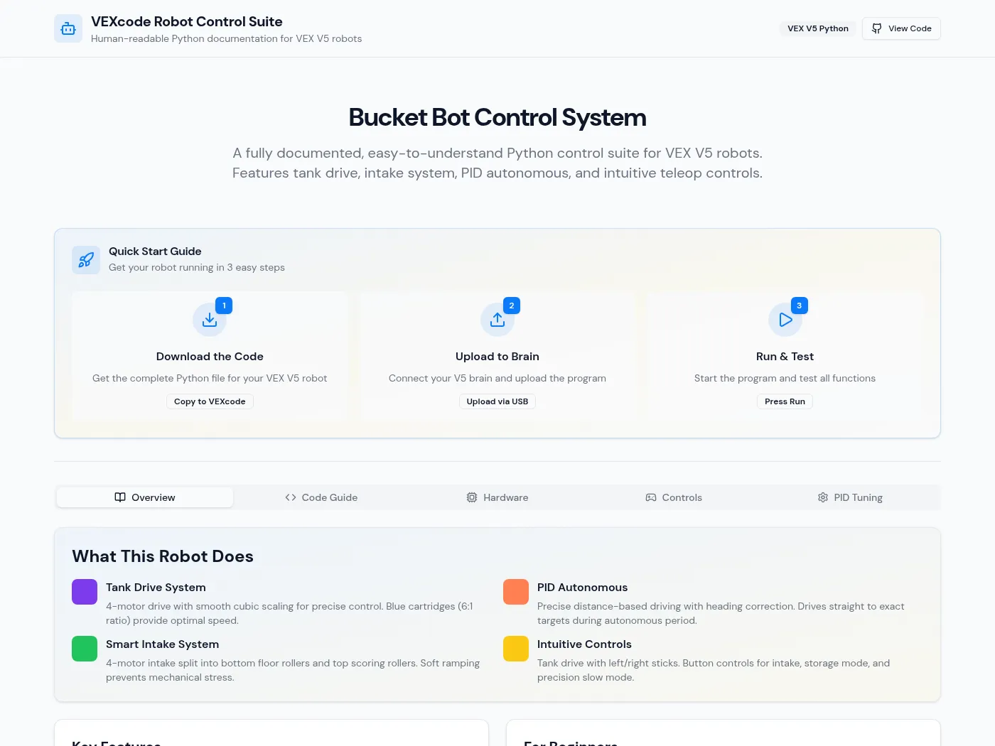 Human-Readable VEXcode Robot Control Suite