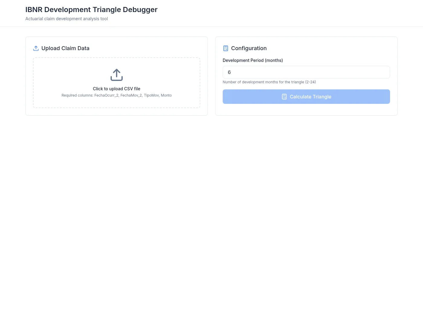 Claim Development Triangle Calculation Debugger for IBNR Estimation