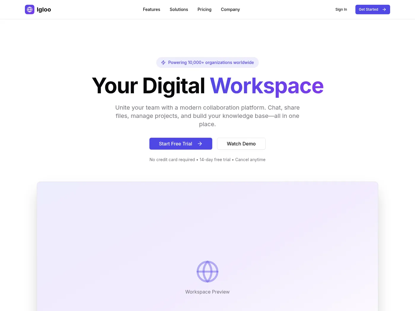 Igloo Workspace Collaboration Platform Clone