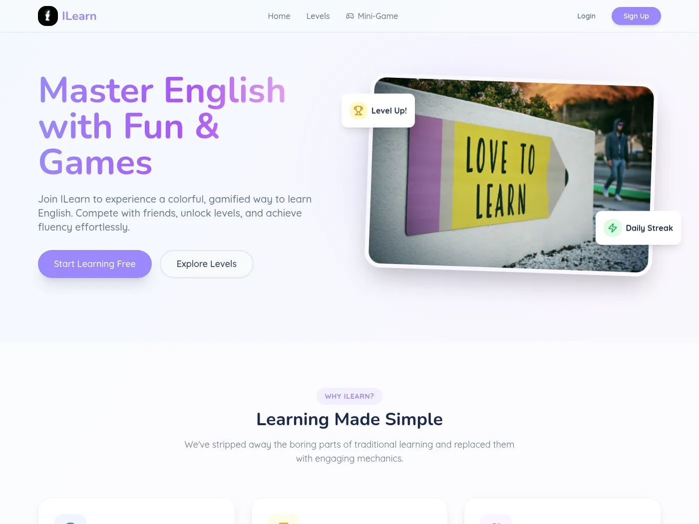 ILearn Language Learning Prototype Website